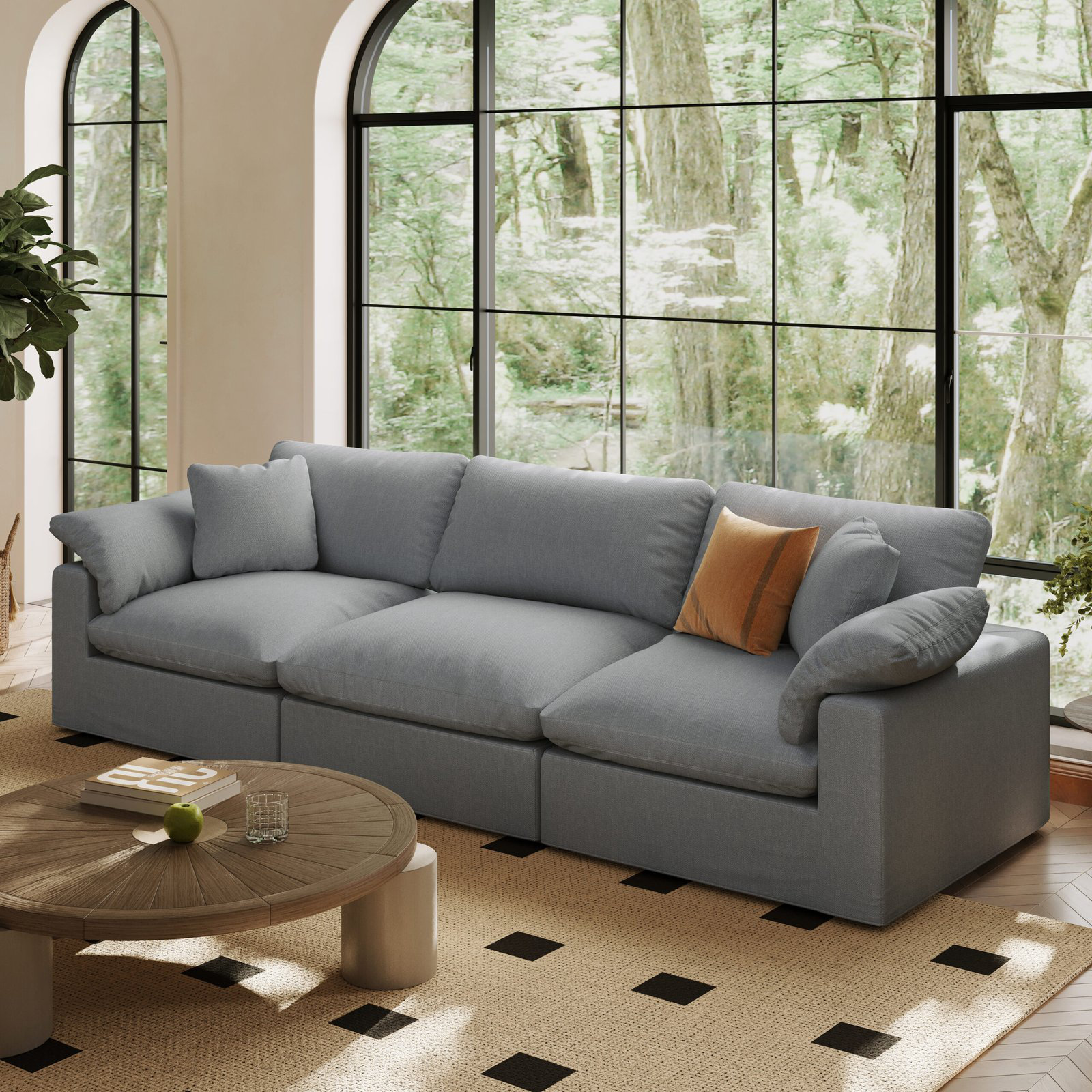 Latitude Run® Oversized Cloud Modular Sectional Sofa, Comfy Down Filled Sectional Sofa ...
