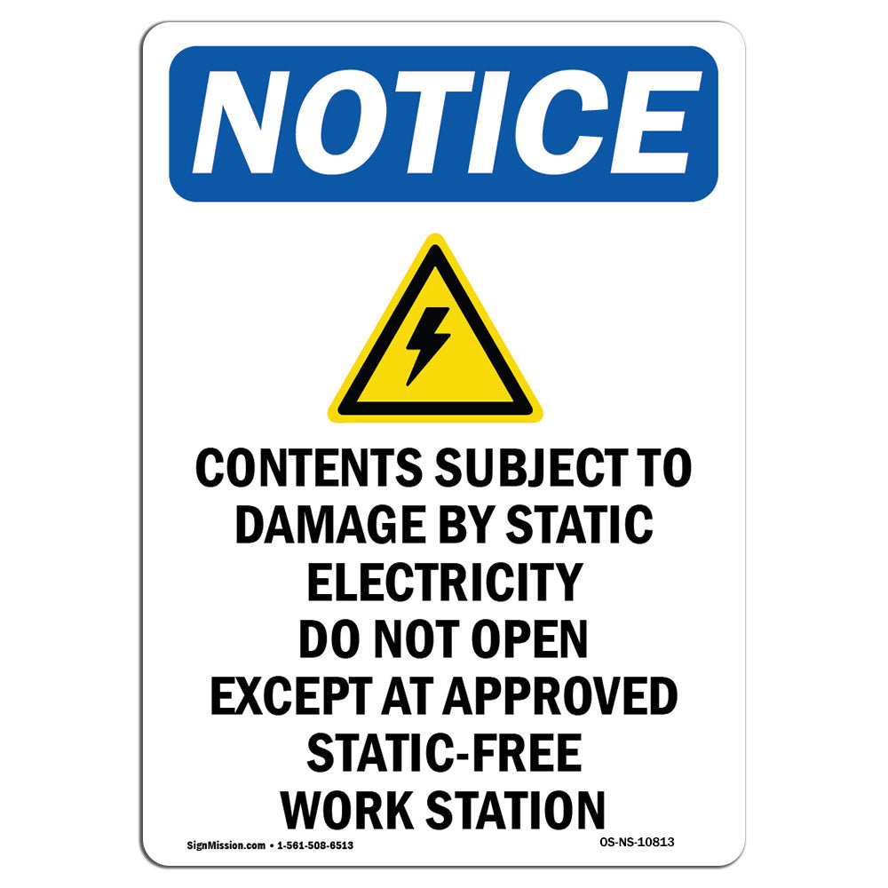 SignMission OSHA Notice - Contents Subject To Sign With Symbol ...