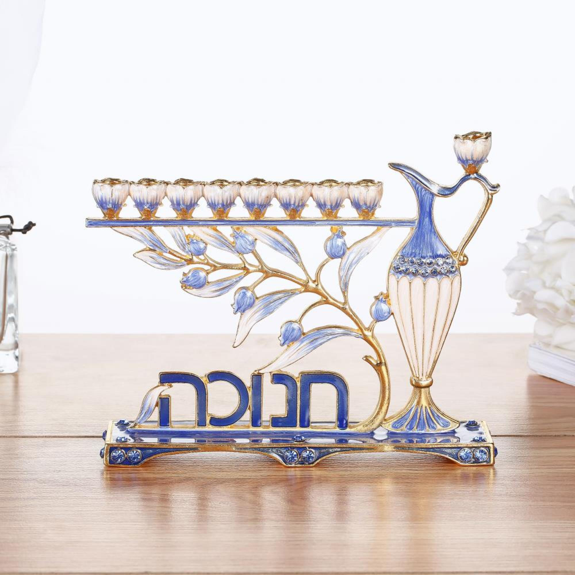 Matashi Crystal Ensemble de menorah et dreidel - candélabre de la ...