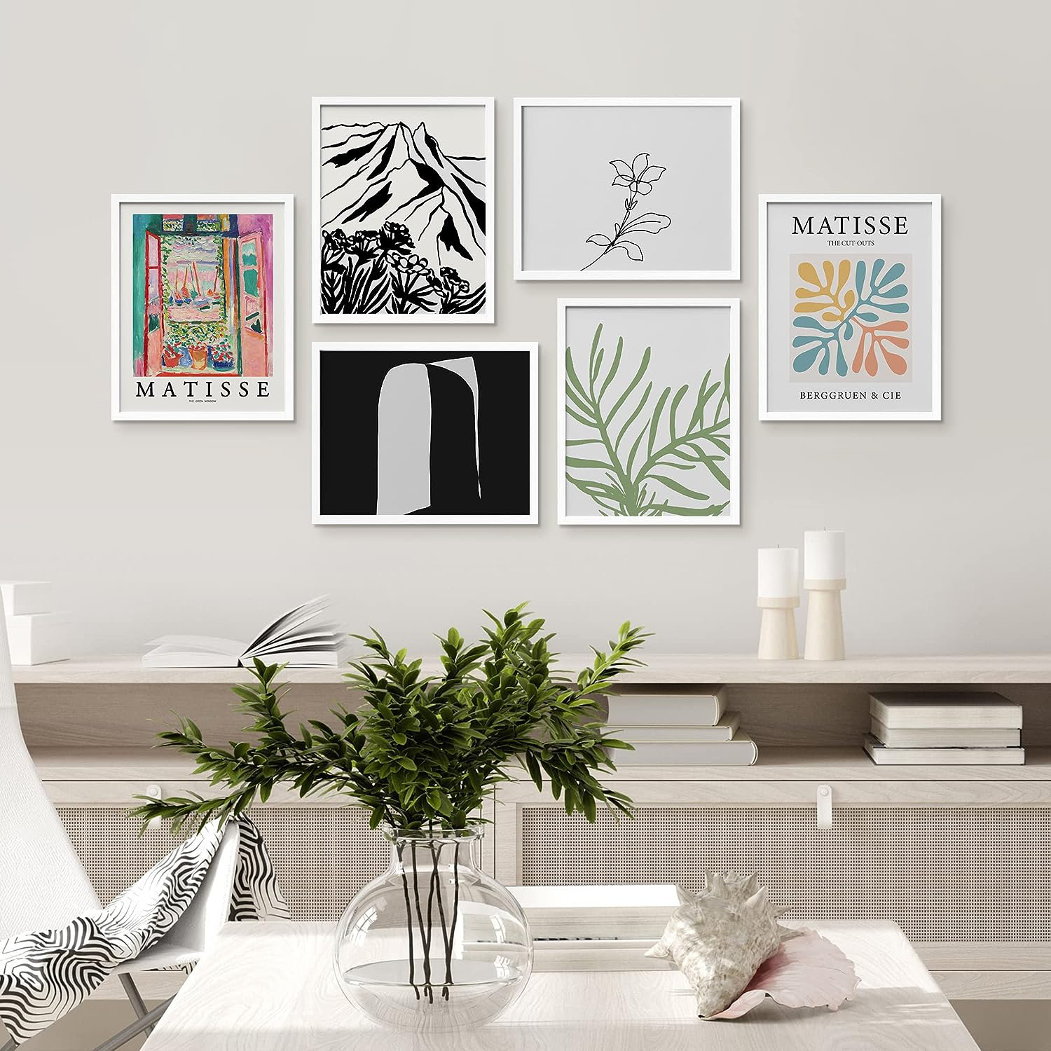 SIGNLEADER Framed Henri Matisse Colorful Plant Wall Art, Set Of 6 ...