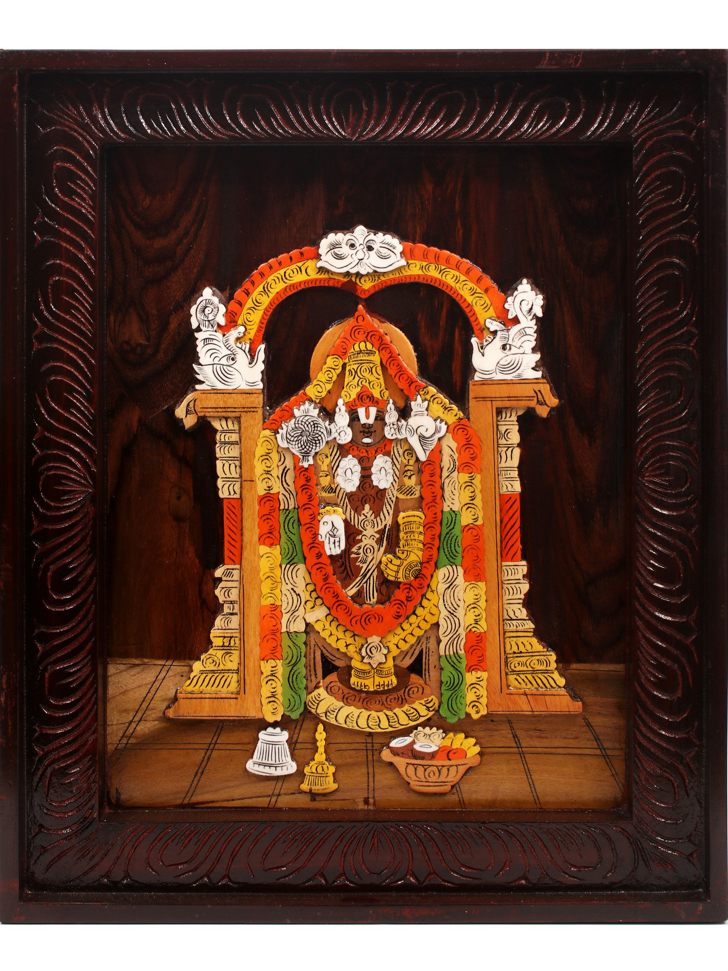 Exotic India 18" Tirupati Balaji (Venkateshvara) | 3D Panel In Rosewood ...