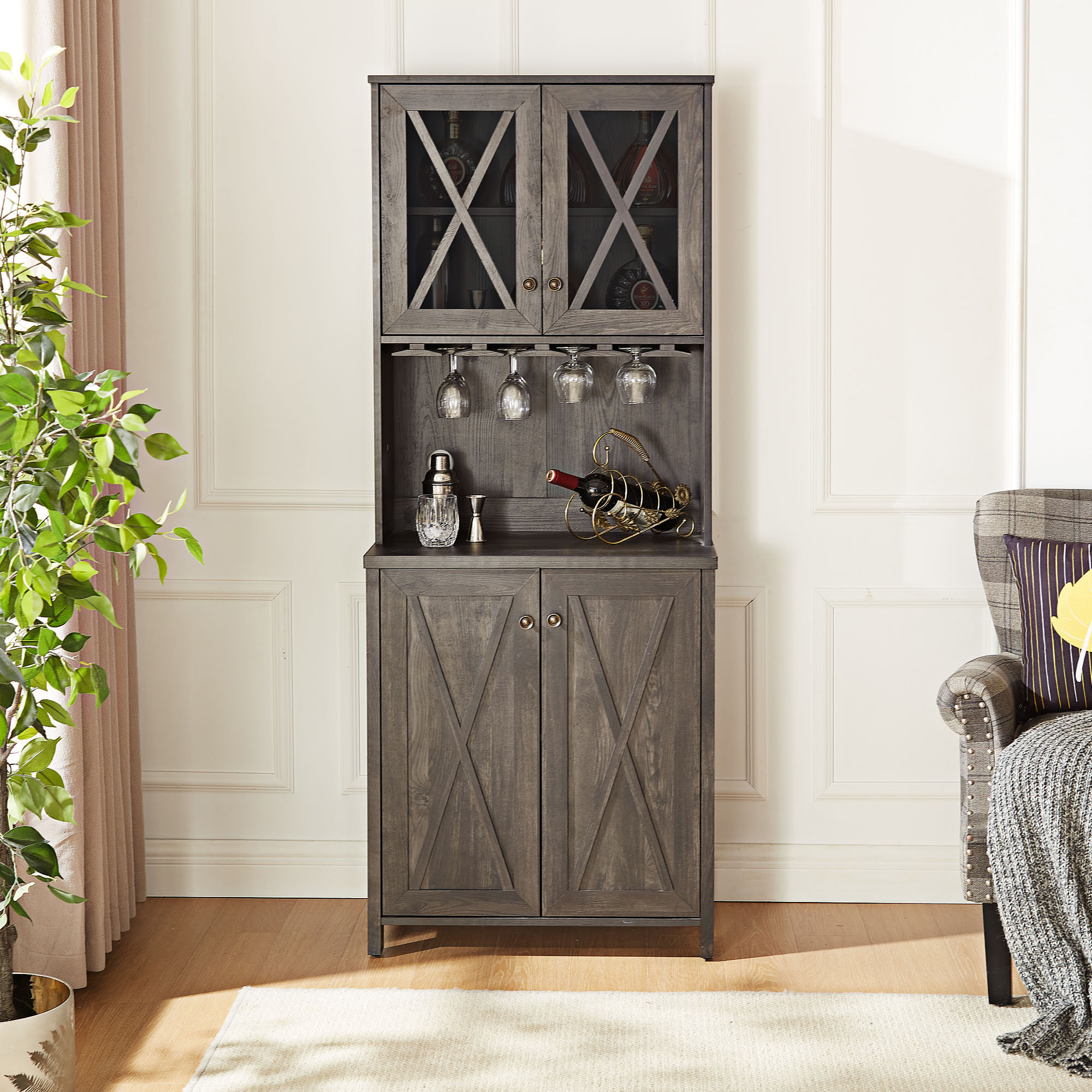 Gracie Oaks Farmhouse Sideboards Buffets Bar Cabinet | Wayfair