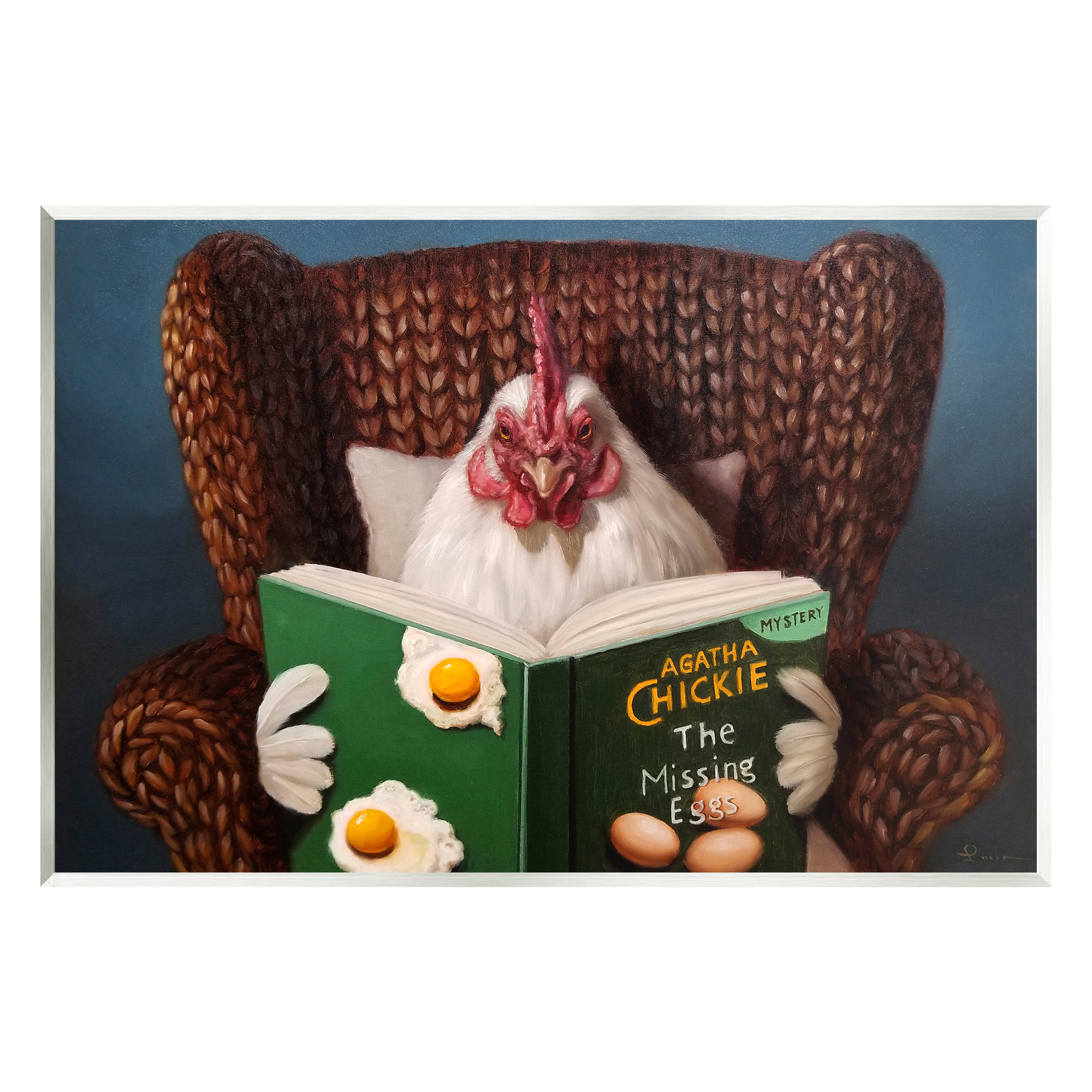 Stupell Industries Ay-999-Canvas Chicken Reading Book On Canvas by ...