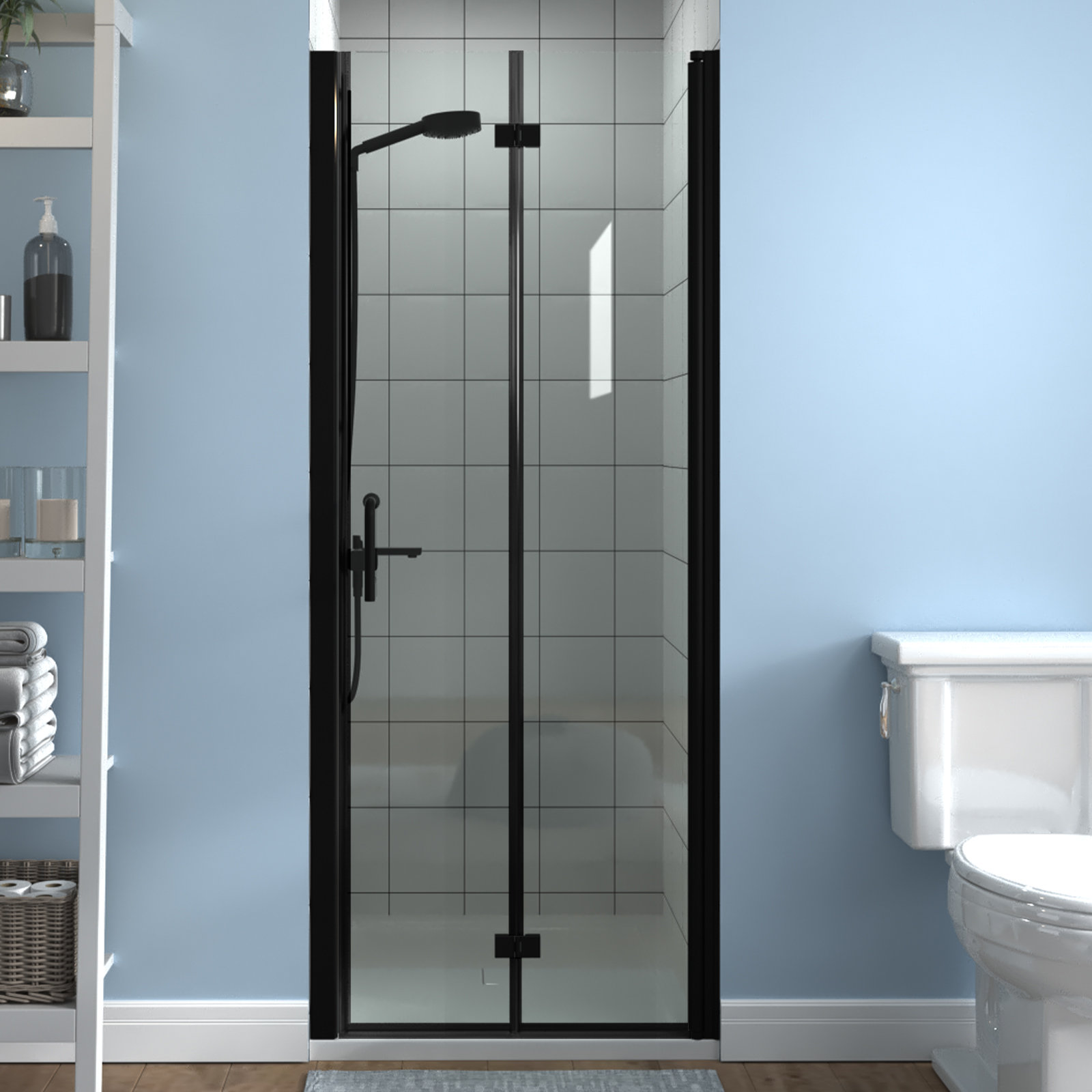 ExBrite 30-31 3/8 in.W x 72 in.H Bifold Frameless Glass Shower Door ...