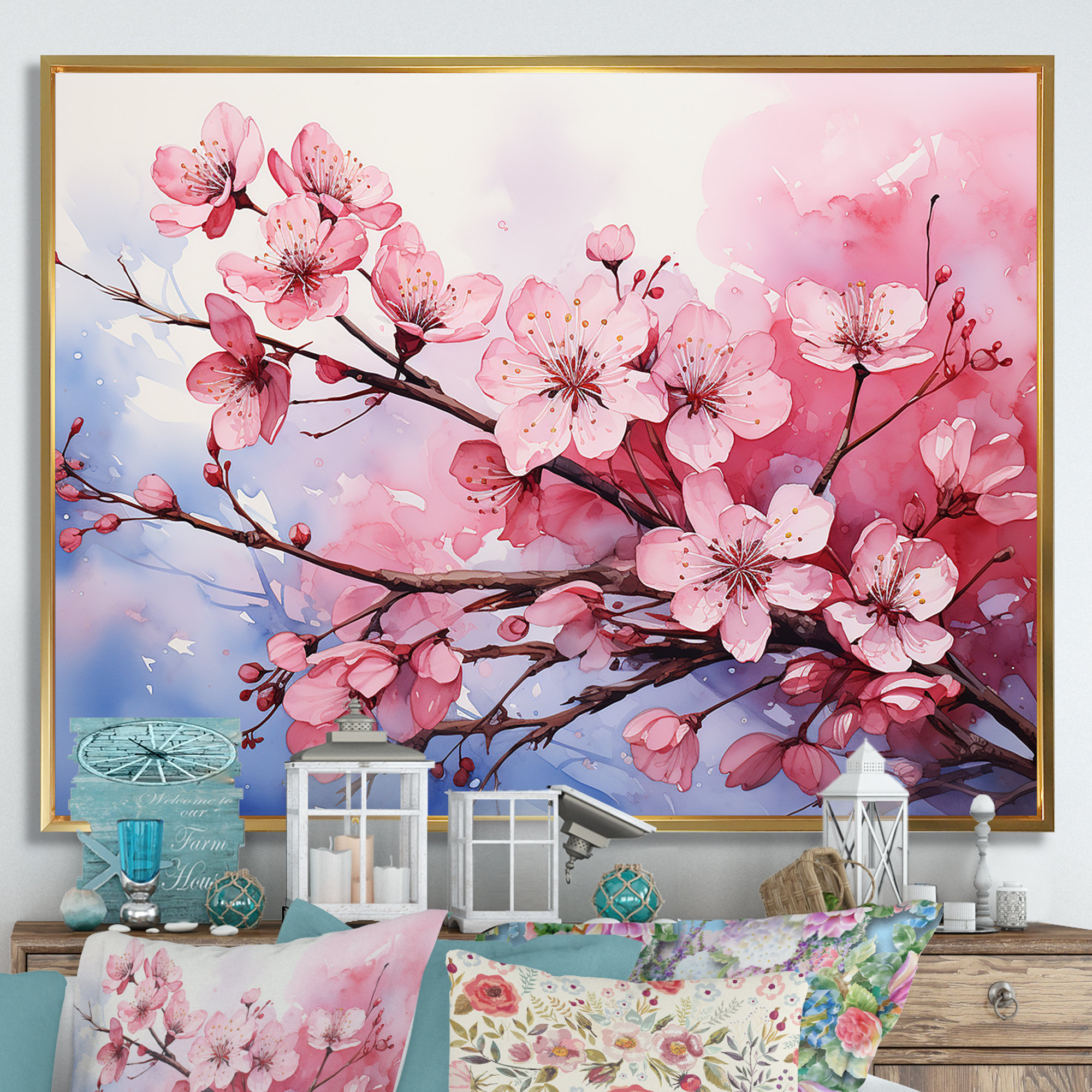 Red Barrel Studio® Pink Blossom Cheery Tree Wind III - Cherry Wall Art ...