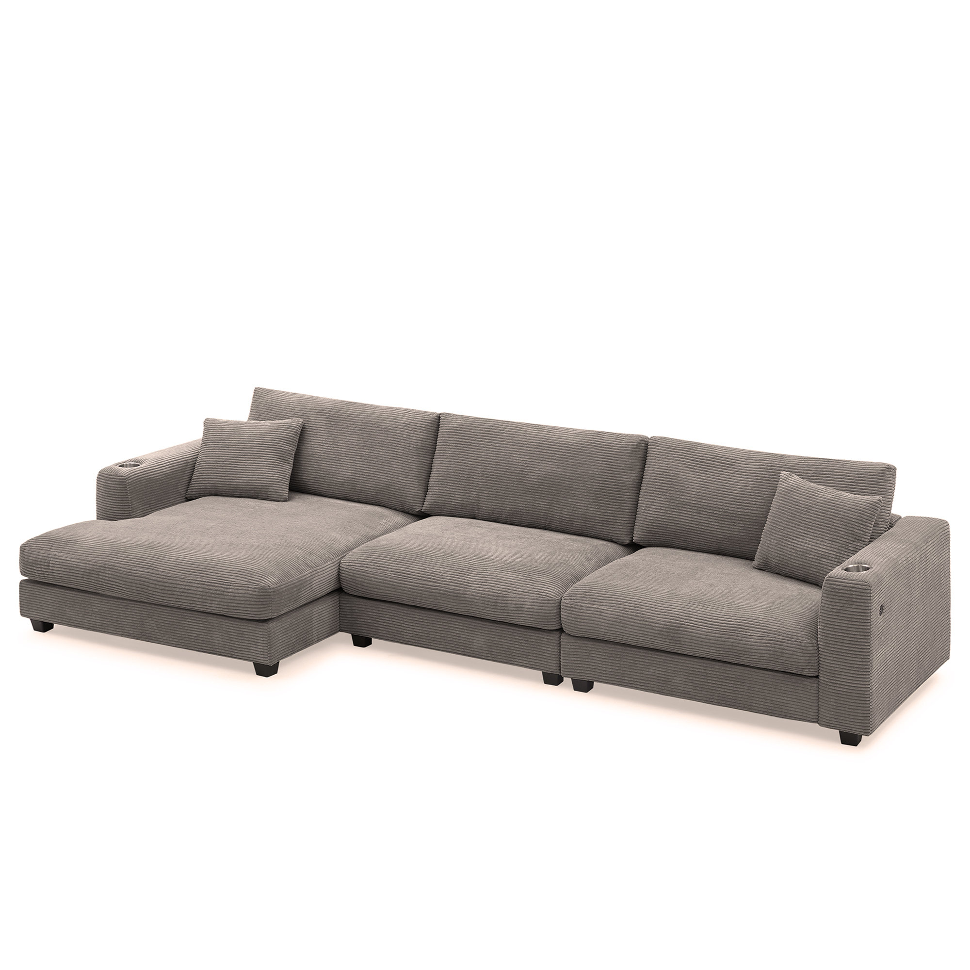 Latitude Run® 134*54"Oversized Corduroy Sectional Sofa,L Shaped Cloud ...