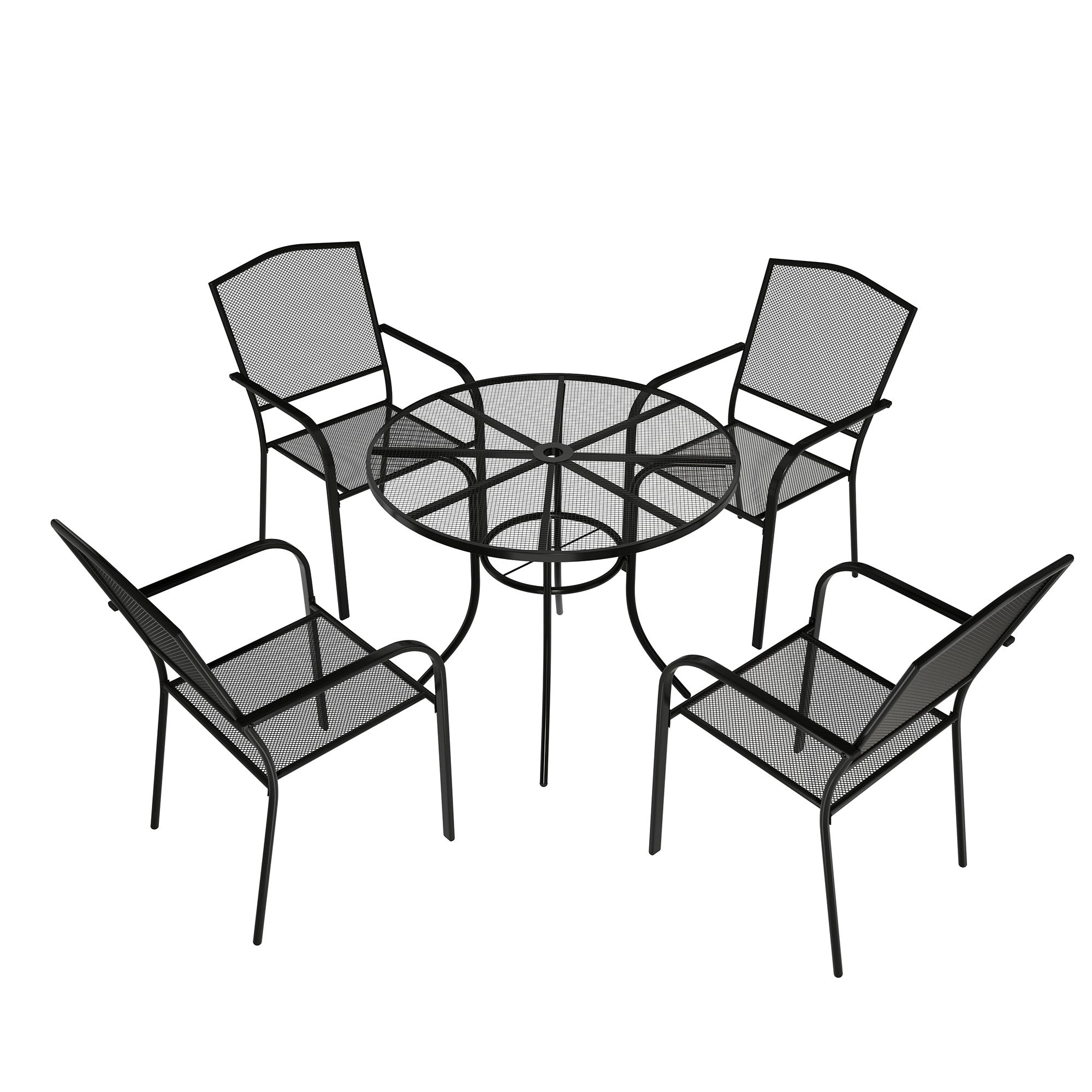Red Barrel Studio® 5-Piece Patio Steel Mesh Outdoor Dining Set in Black ...