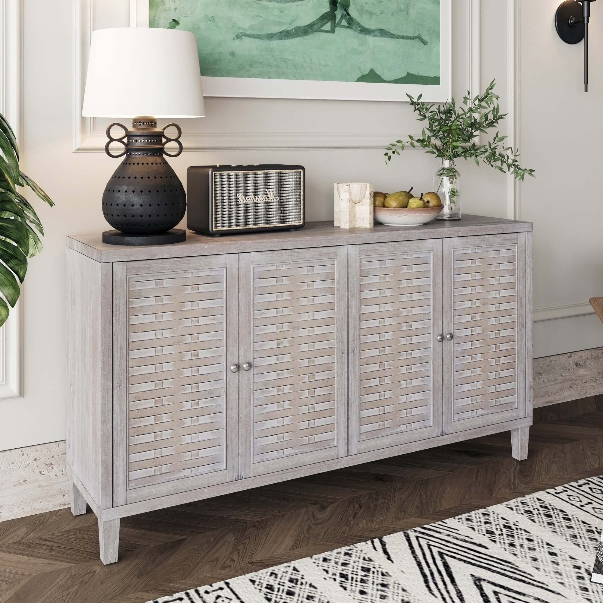 Bay Isle Home™ 4 Door Wooden Sideboard Buffet Cabinet Storage Cabinet ...