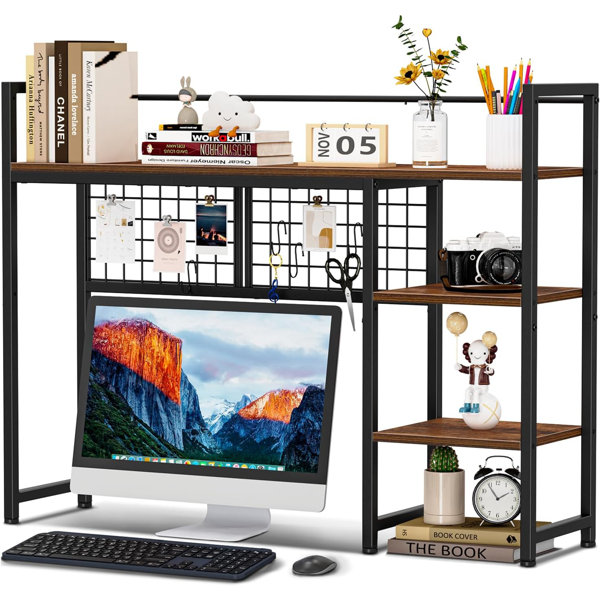 17 Stories Desk Shelf, 38.6" Desktop Organizer Shelf, Desk Hutch For ...
