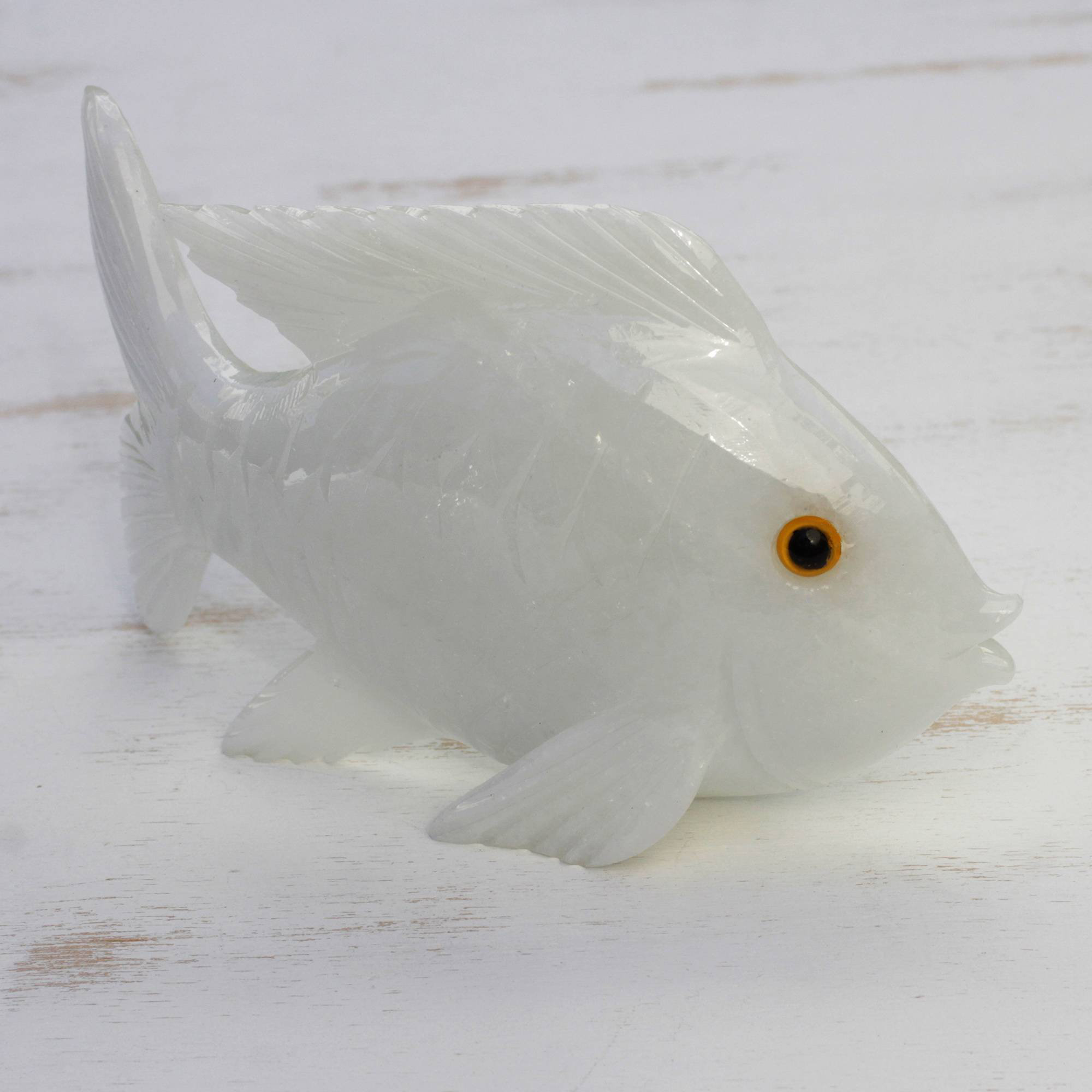 Rosecliff Heights Ludwig Pure Fish Calcite Statue | Wayfair