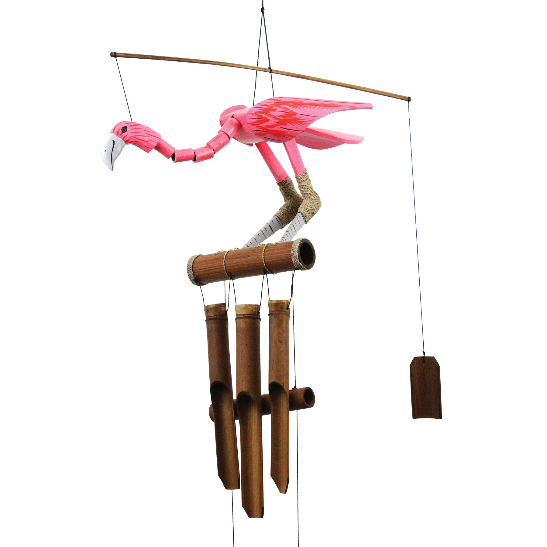 Bay Isle Home™ Hadden Flamingo Bobbing Head Bamboo Wind Chime | Wayfair