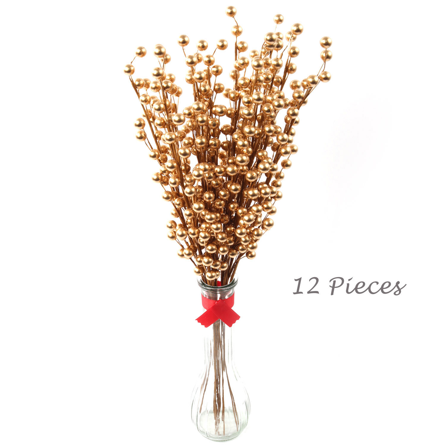 The Holiday Aisle® Set Of 48: 17" Artificial Gold Holly Berry Sprays ...