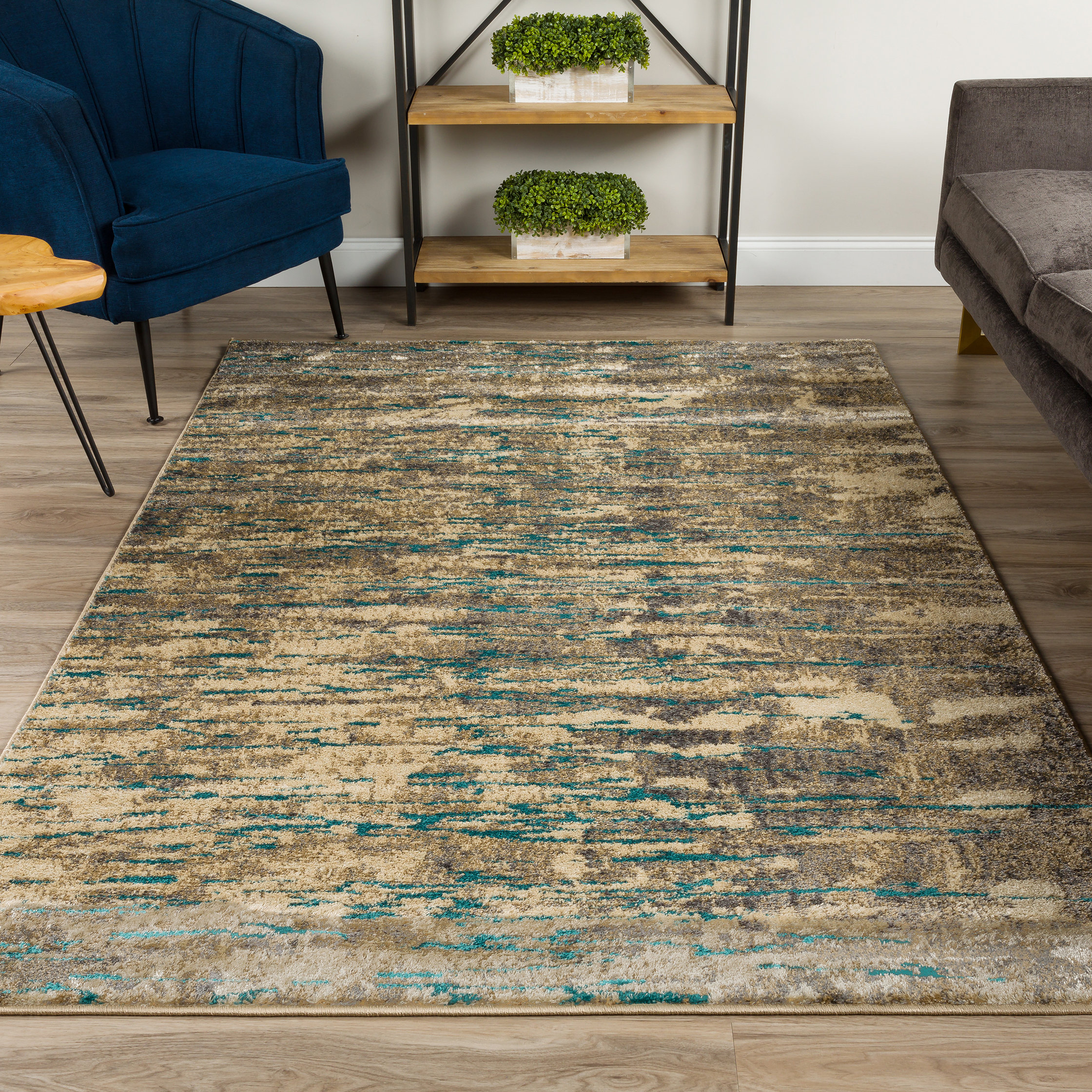 Bungalow Rose Quinnipiac Abstract Brown/Beige Area Rug | Wayfair