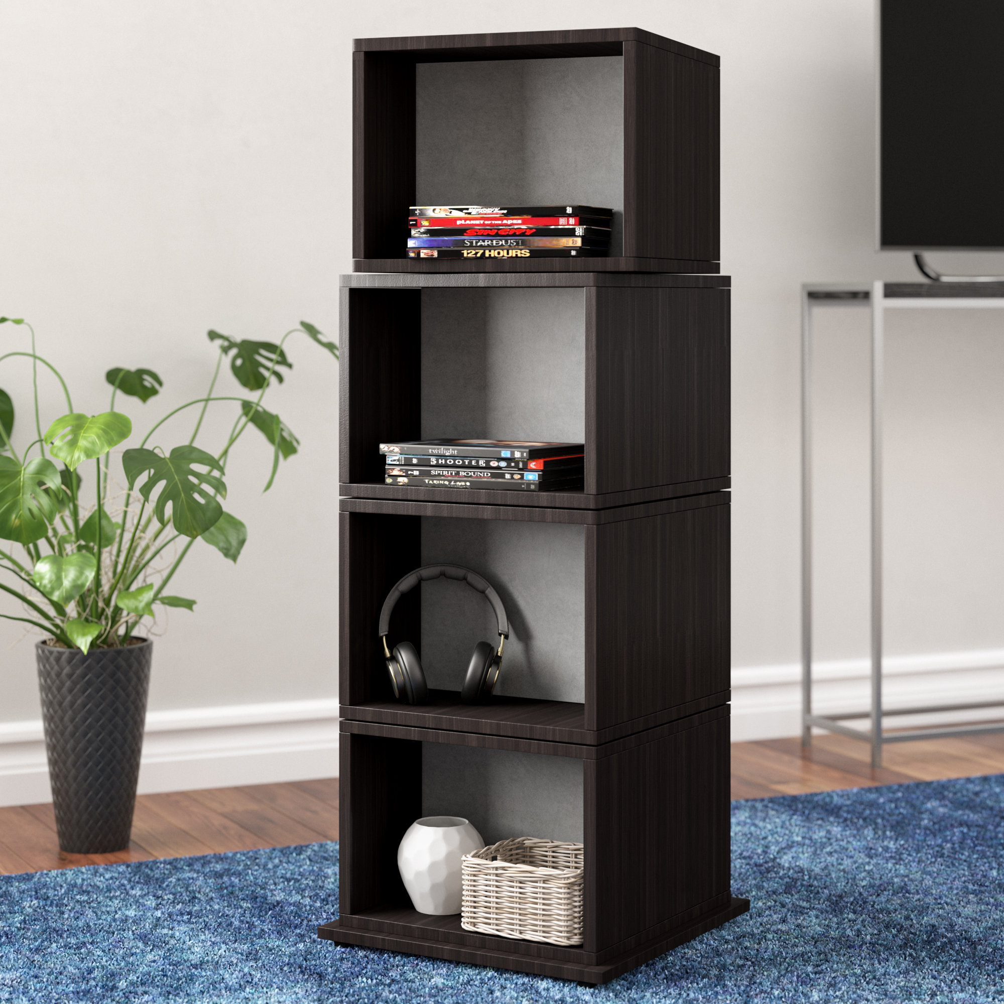 Ebern Designs Rotating Multimedia Cube Storage Tower & Reviews | Wayfair