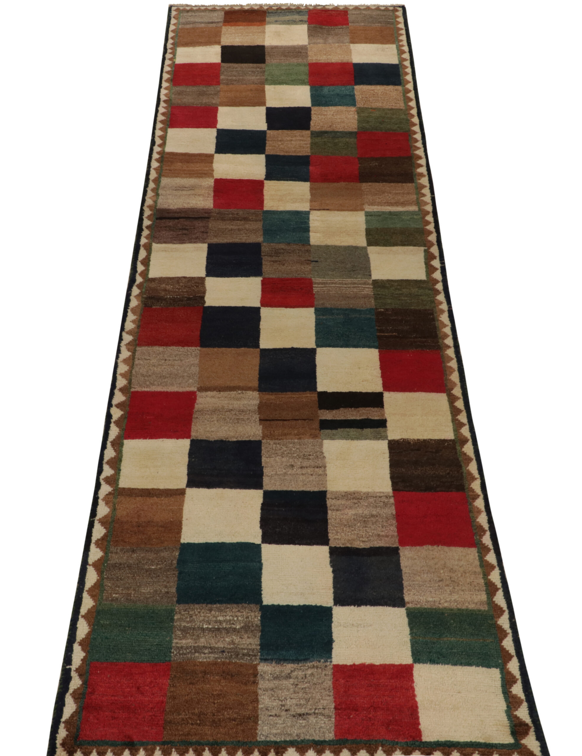 Rug & Kilim Runner Geometric Hand-Knotted Wool Area Rug in Brown | Wayfair