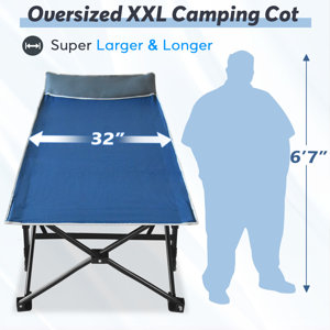 Suteck Folding Camping Cot XXL, 79" L x 32" W x 19" H Oversized ...
