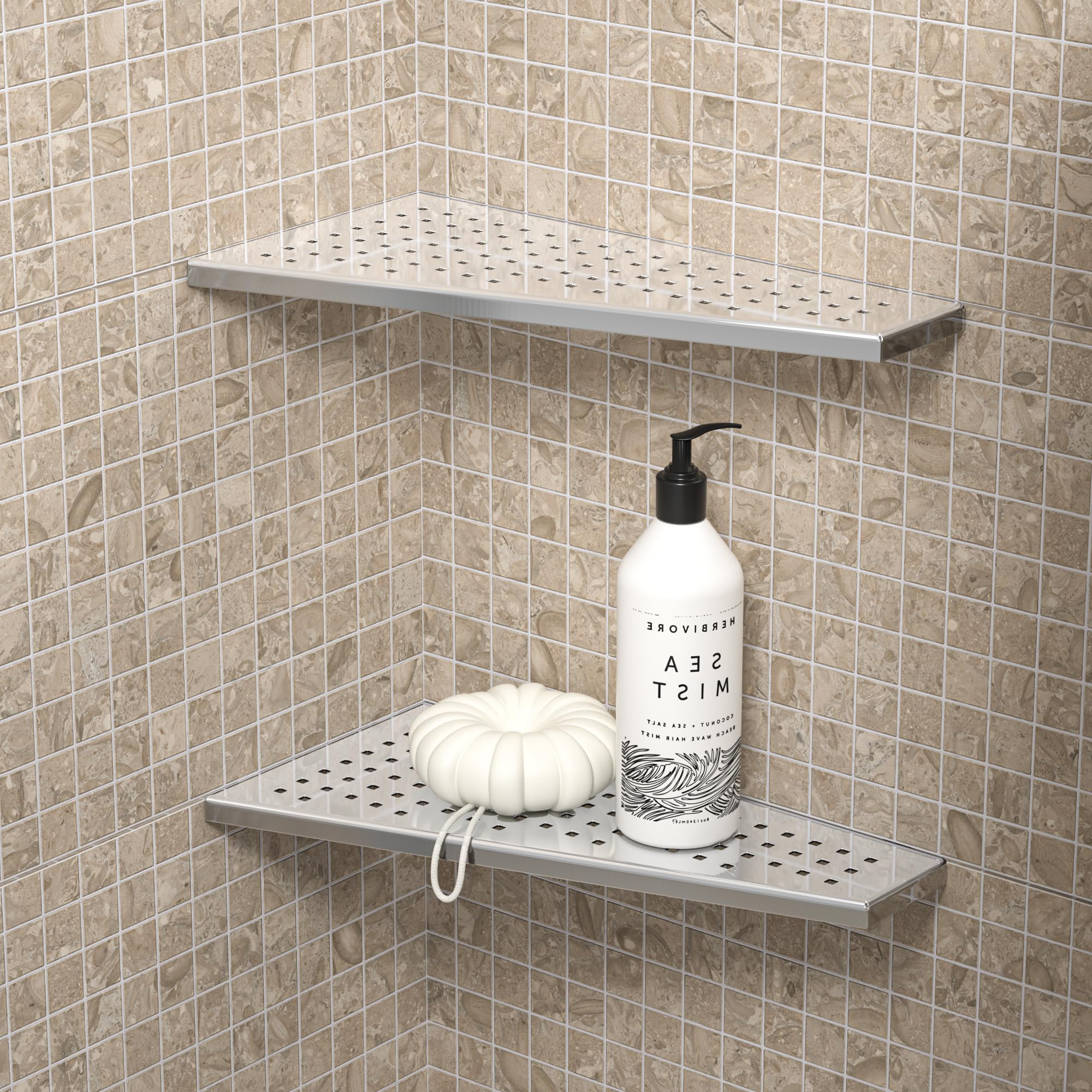Rebrilliant 12 Inch 304 Stainless Steel With Grid Design Bathroom Shelf ...