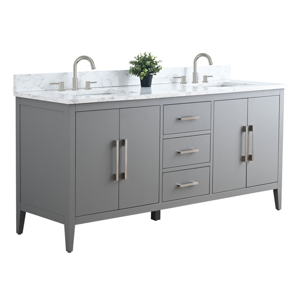 Vanity Art 72'' Double Bathroom Vanity with Engineered Marble Top | Wayfair