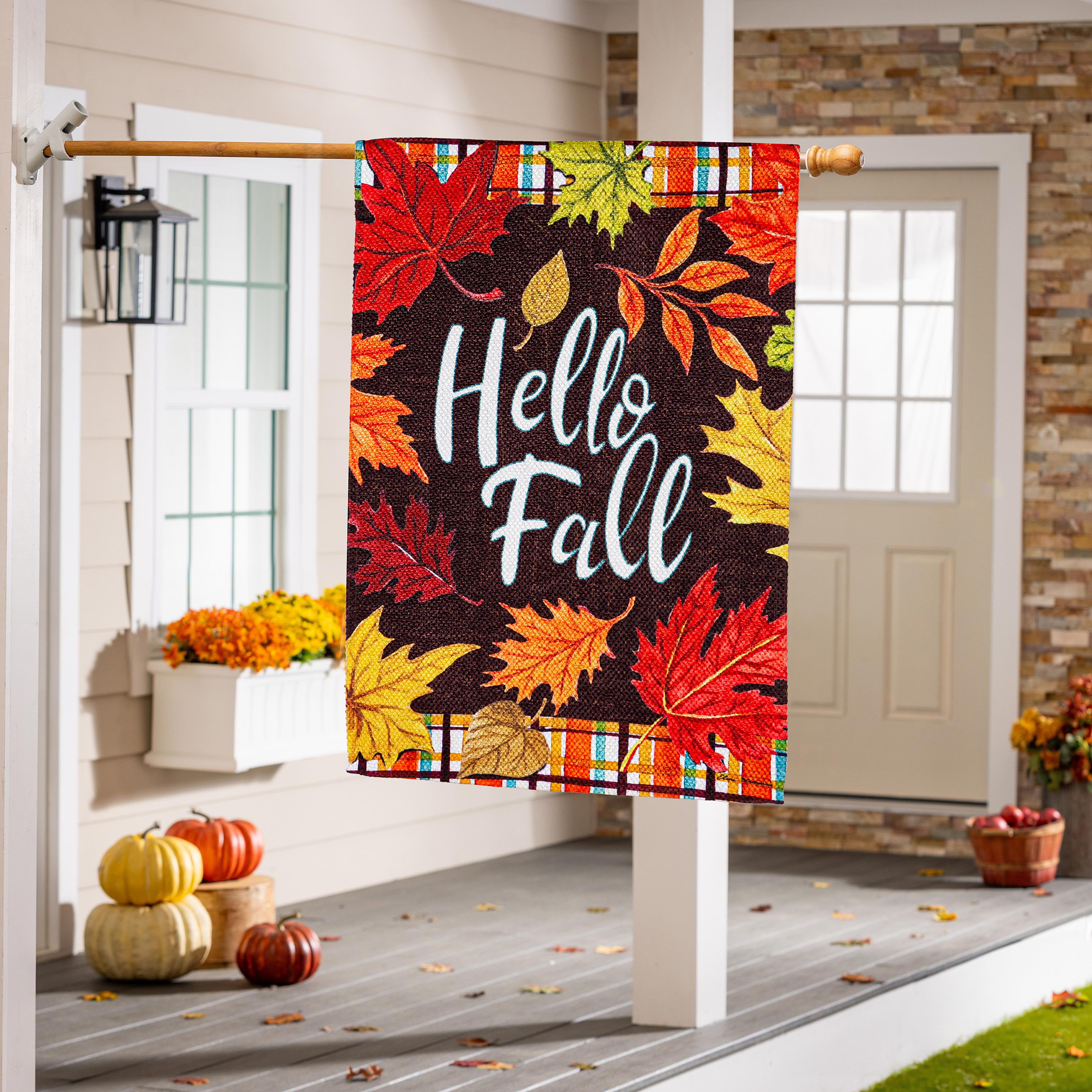Lark Manor™ Plaid Hello Fall House Flag | Wayfair