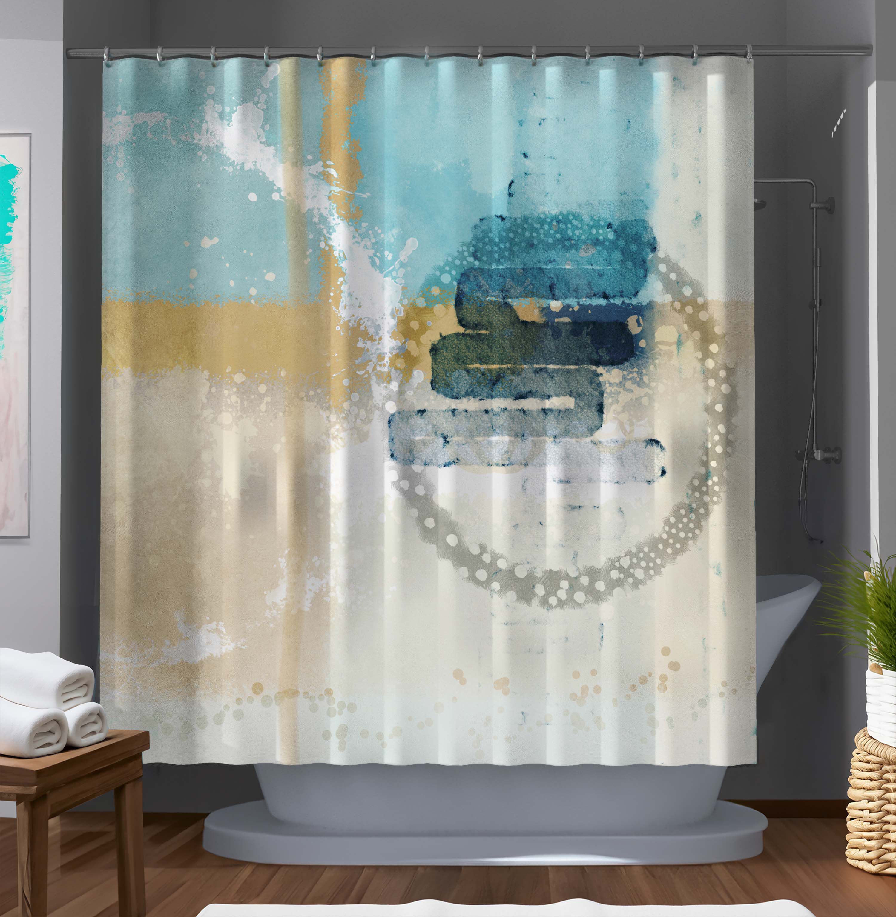 East Urban Home Ruybal Geometric Shower Curtain | Wayfair