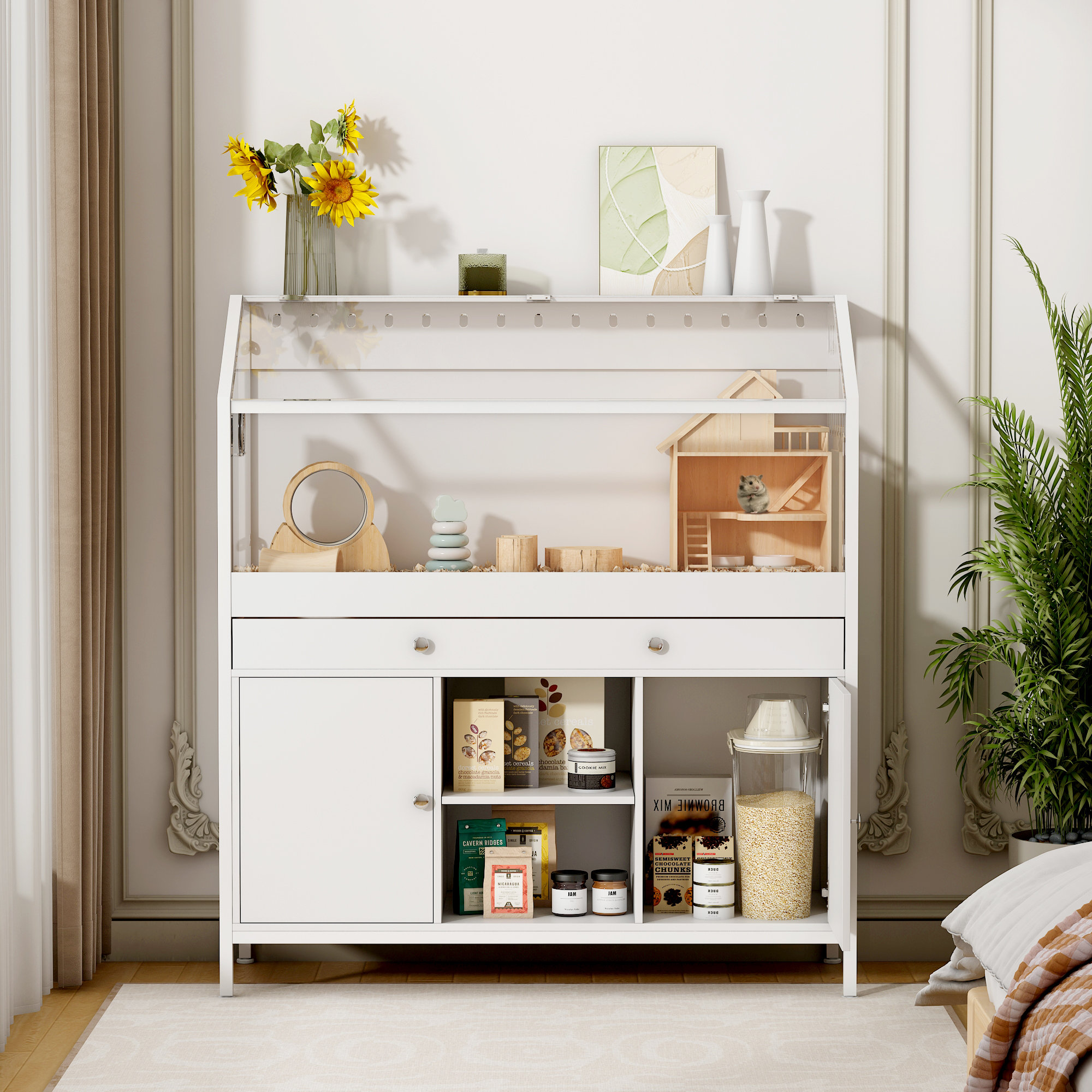 Latitude Run® Large Hamster Cage With Storage Cabinet, 43.3“ Hamster ...