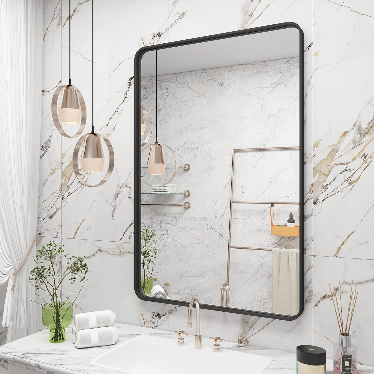 Ebern Designs Molly Tempered Glass and Metal Framed French Cleat ...