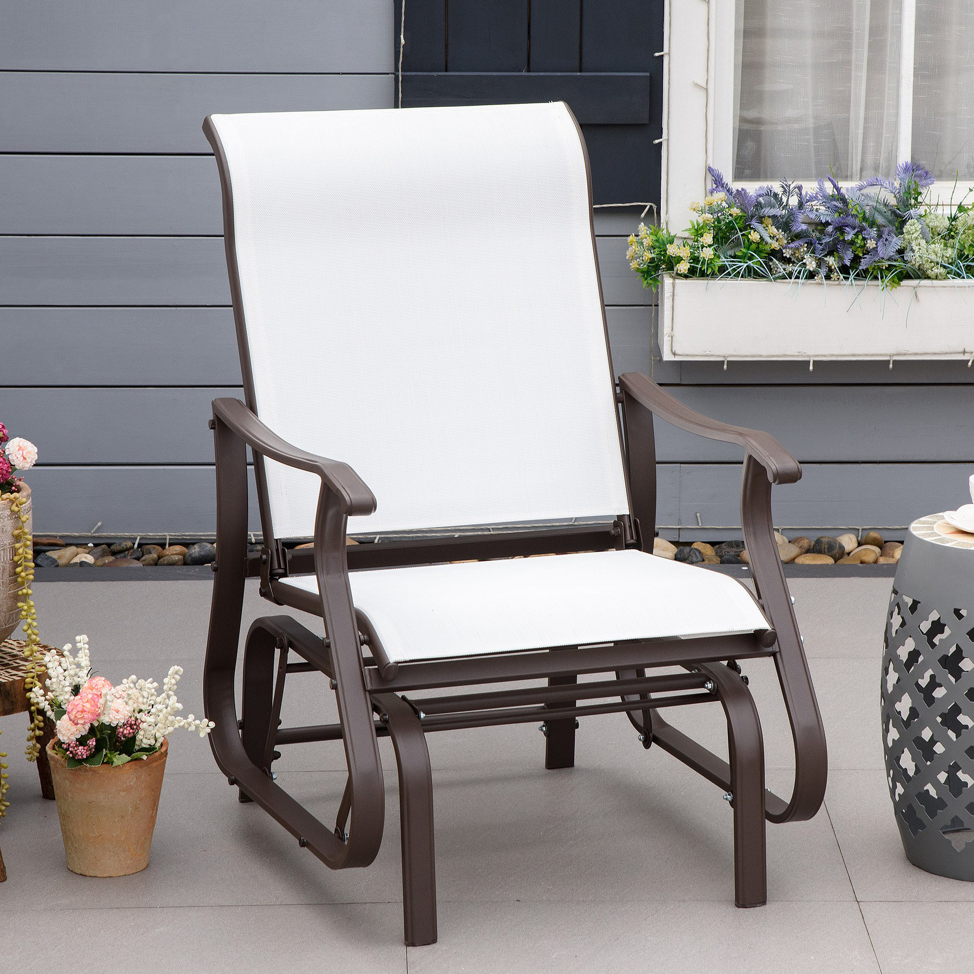 Latitude Run® Outdoor Glider Chair, Gliders For Outside Patio With ...