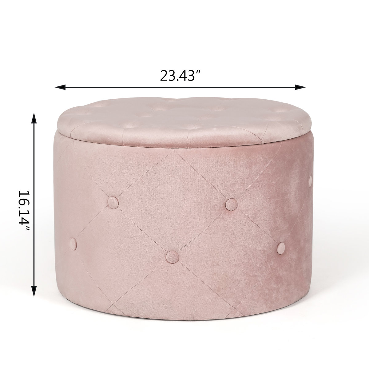 House of Hampton® Round Velvet Ottoman With Storage & Reviews | Wayfair