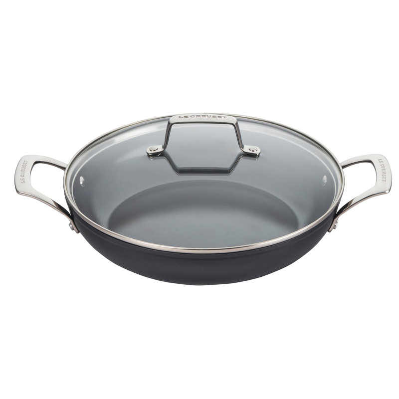 Le Creuset Essential Non-Stick Shallow Braiser with Tempered Glass Lid ...