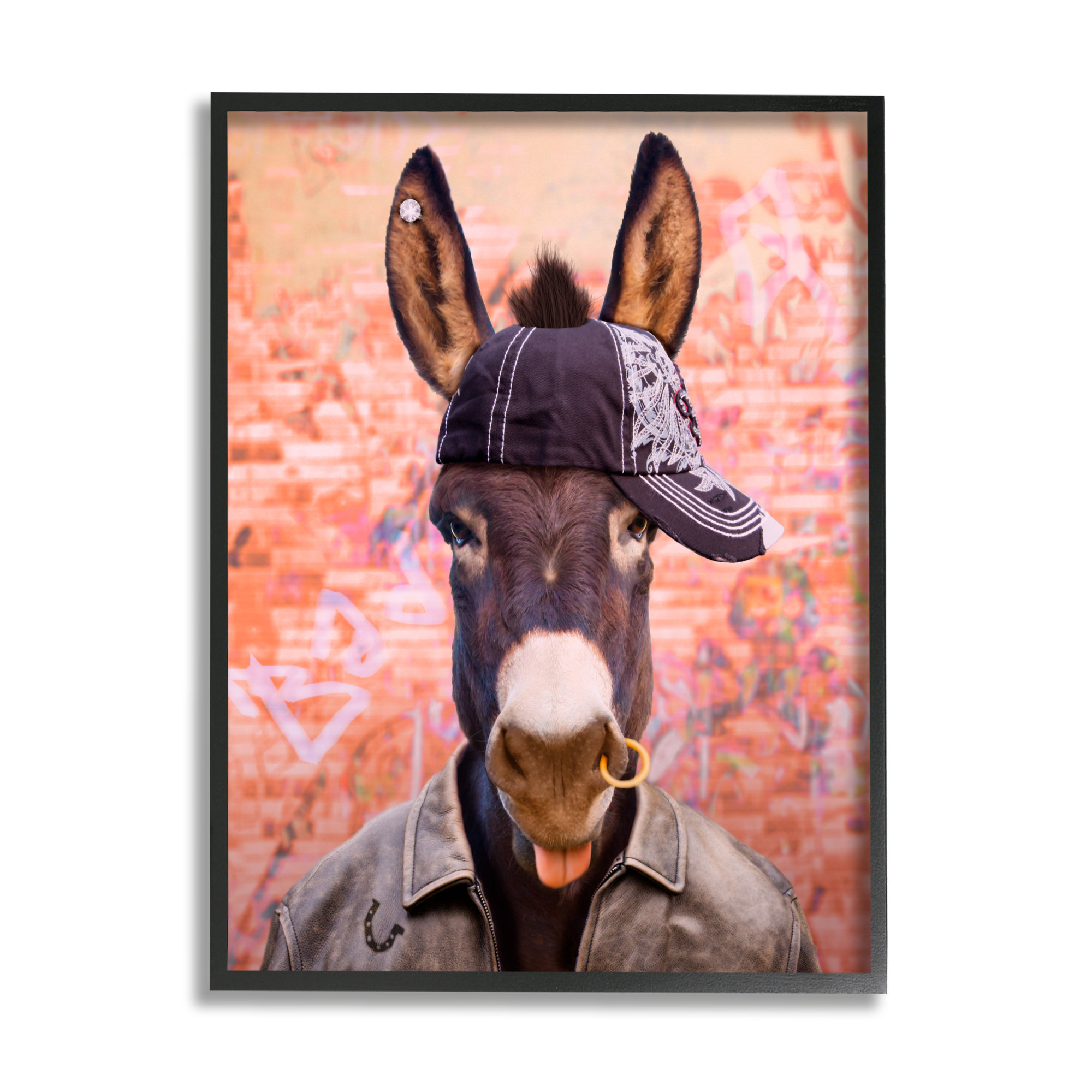 Stupell Industries Cool Trendy Donkey Wearing Hat Street Graffiti ...