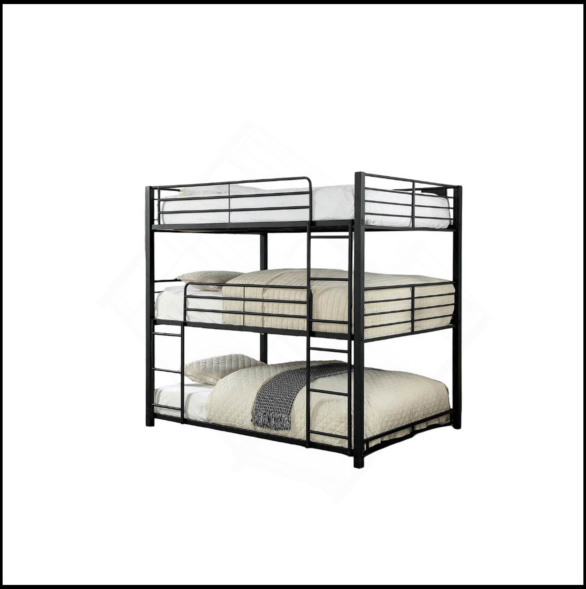 Orren Ellis Contemporary Design Queen Triple Decker Bed With Guard ...