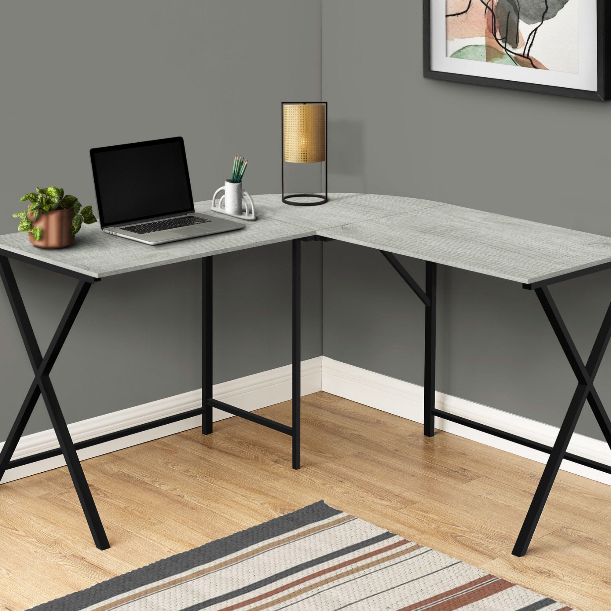 Latitude Run® Computer Desk, Home Office, Corner, 55"L, L Shape, Work ...