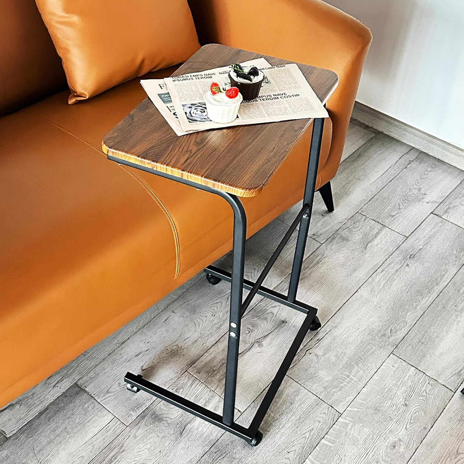 17 Stories C Table With Wheels, Easy To Move, Sturdy C Shaped Side ...