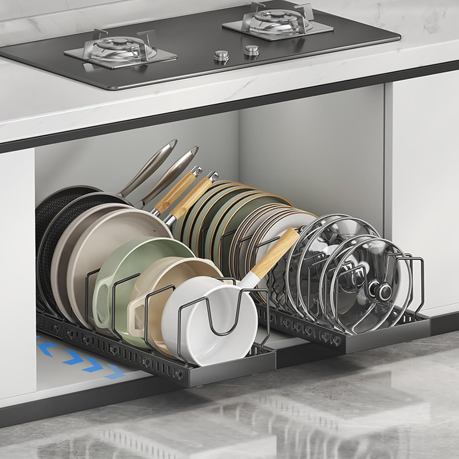 Mint Pantry 2 Pack Expandable Pots And Pans Organizer Under Cabinet ...