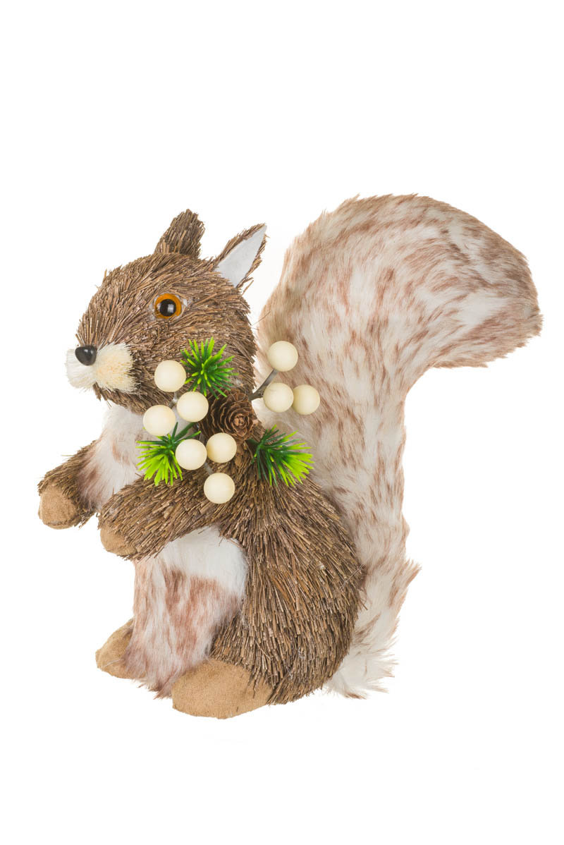 The Holiday Aisle® Brown Straw Squirrel Figurine | Wayfair