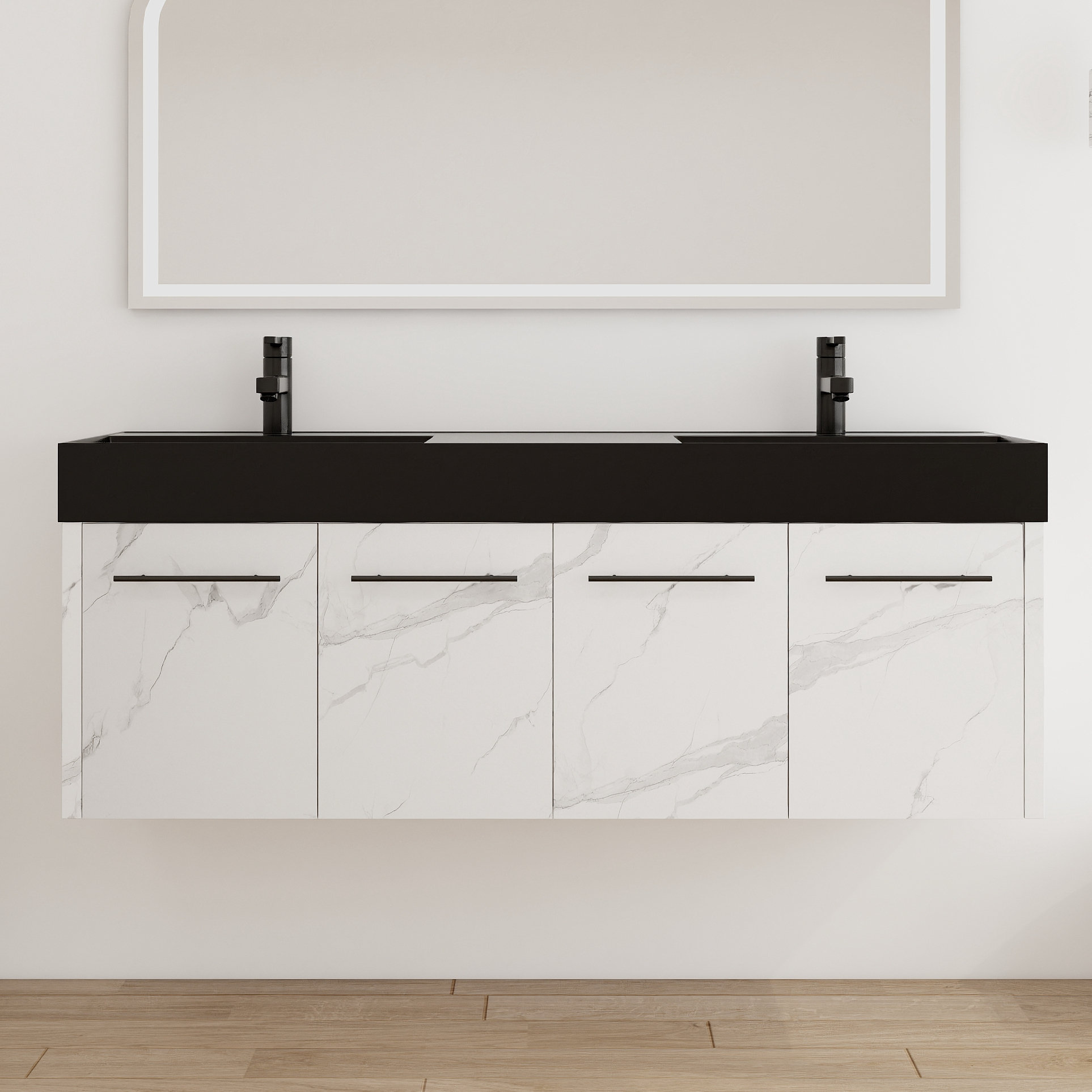 Latitude Run® 60" Bathroom Vanity with Sink, 60 Inch Floating Vanity ...