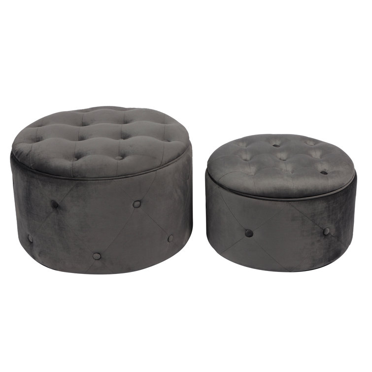 Fairmont Park Pyatt 2 Piece Velvet Tufted Round Storage Ottoman Set ...