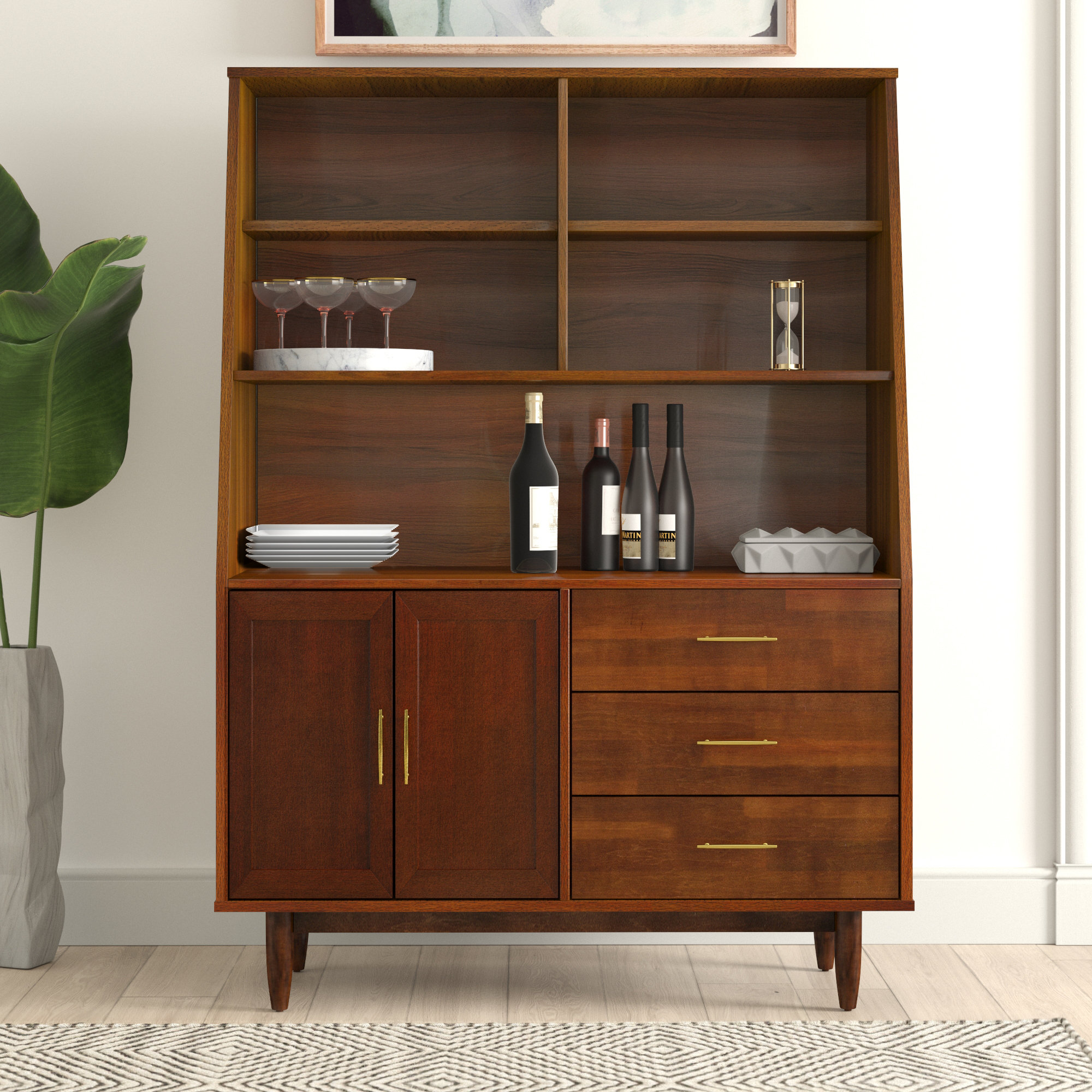 Mercury Row® Metrodora Highboy 48.4" Wide 3 Drawer Sideboard & Reviews ...