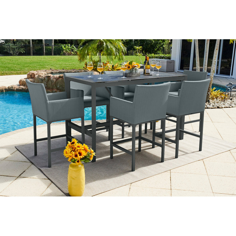 AKOYA Outdoor Essentials Rectangular 6 - Person 71" Long Bar Height ...