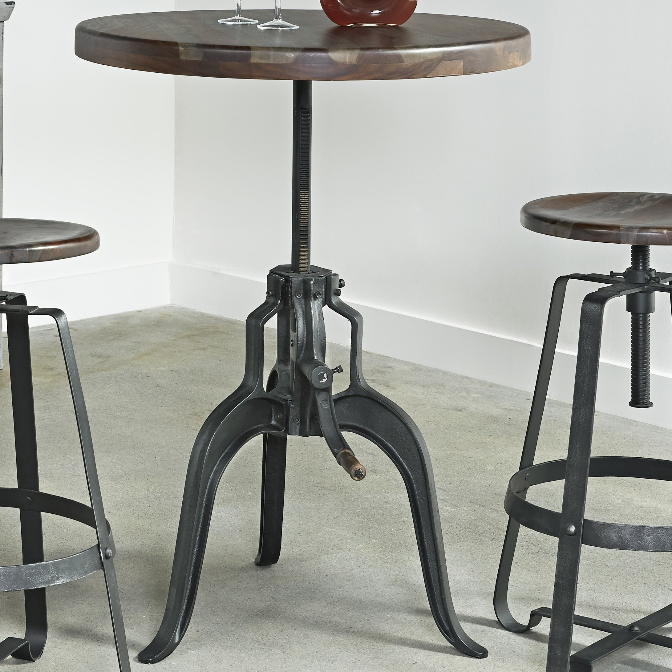 Kelly Clarkson Home Pamela Wood and Metal Round Adjustable Height ...