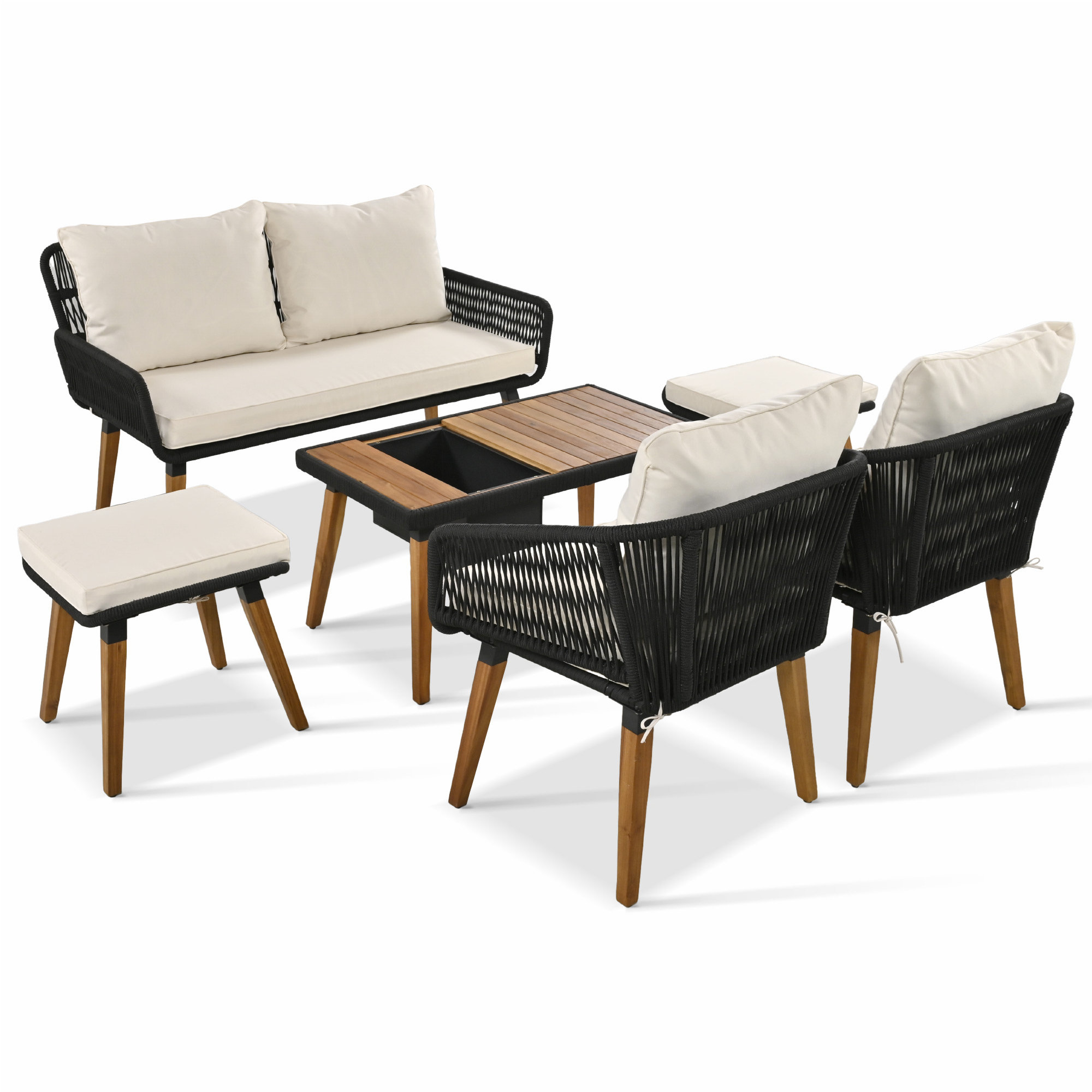 Corrigan Studio 6-Piece Rope Patio Furniture Set - Wayfair Canada