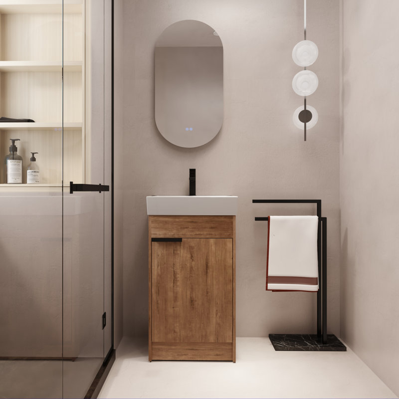 Wrought Studio™ Karlye 19.47'' Single Bathroom Vanity with Ceramic Top ...