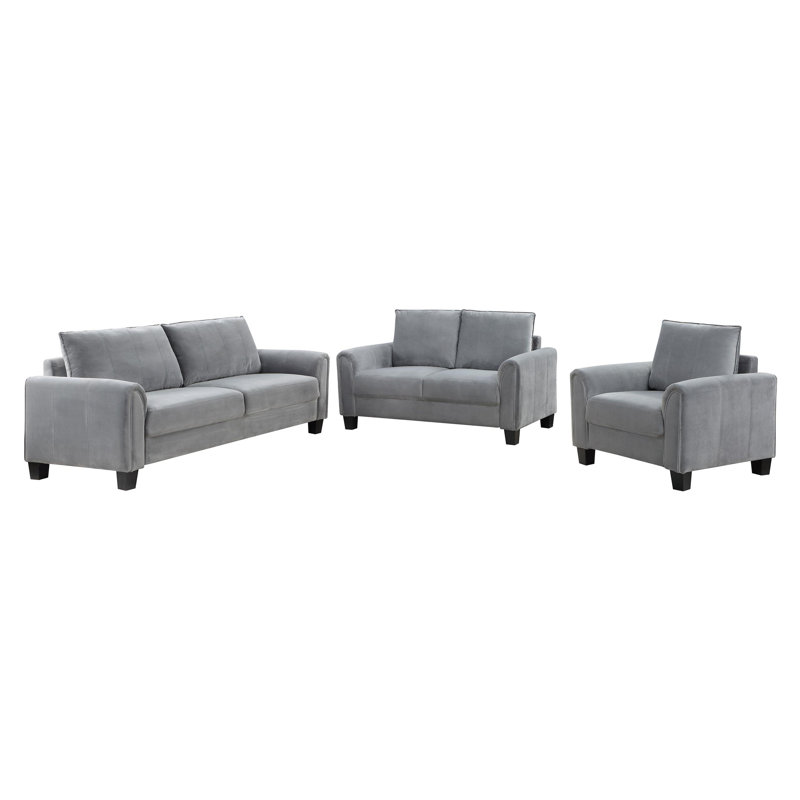 Latitude Run® 3-piece Upholstered Rolled Arm Sofa Grey | Wayfair