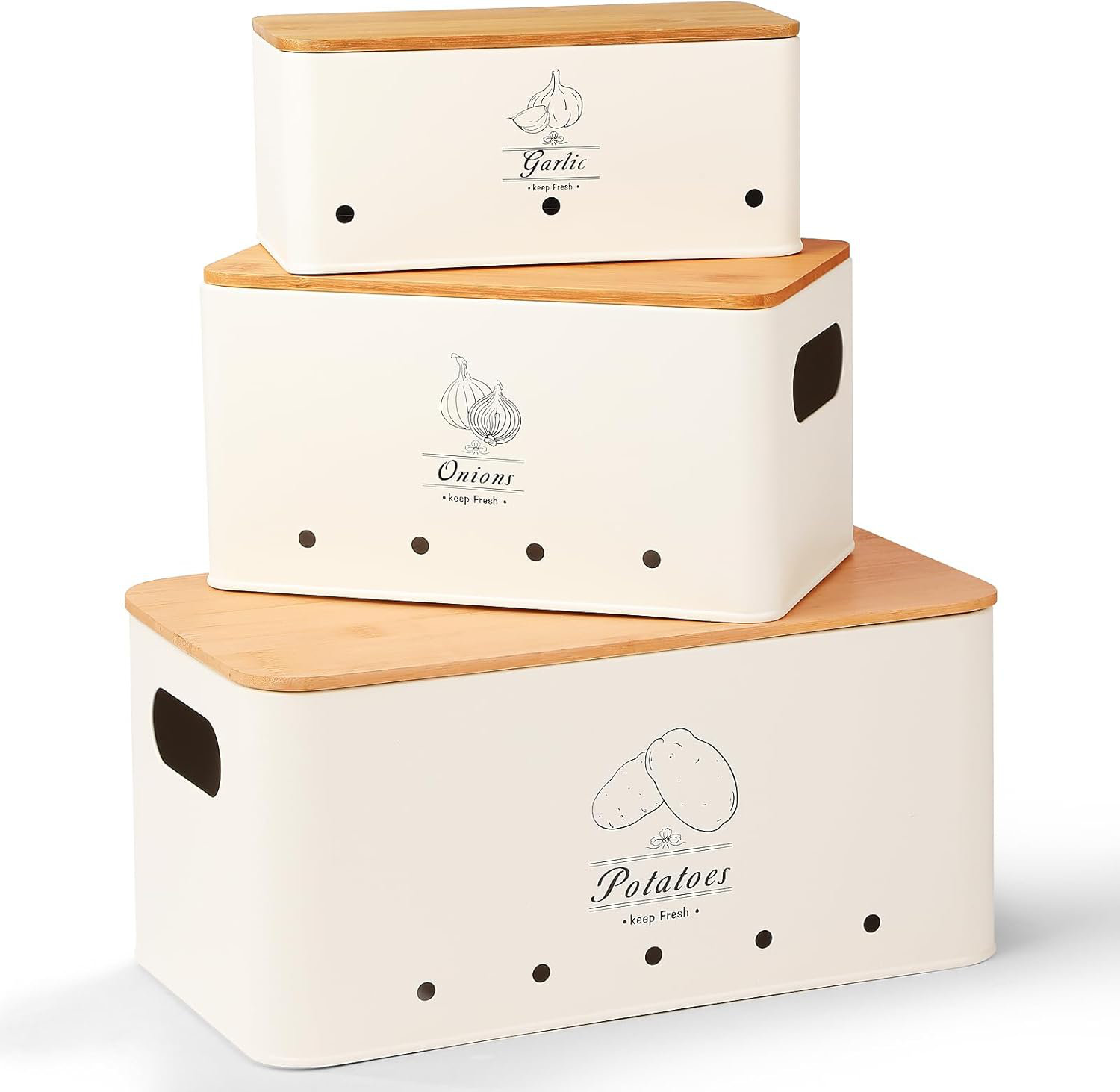 August Grove® Kitchen Vegetable Storage Tins Set Of 3 For Potatoes ...