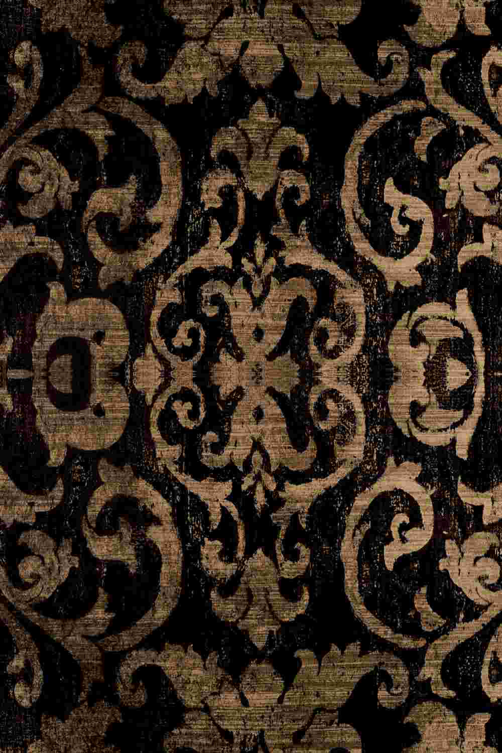 Charlton Home® Black and Tan Scroll - Wrapped Canvas Print | Wayfair