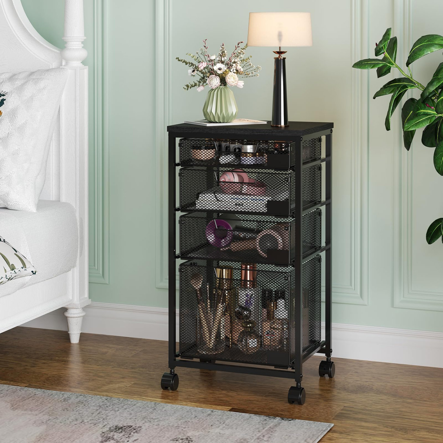 Orblue Rolling File Cart With 4 Storage Drawers, Filing Cabinet For ...