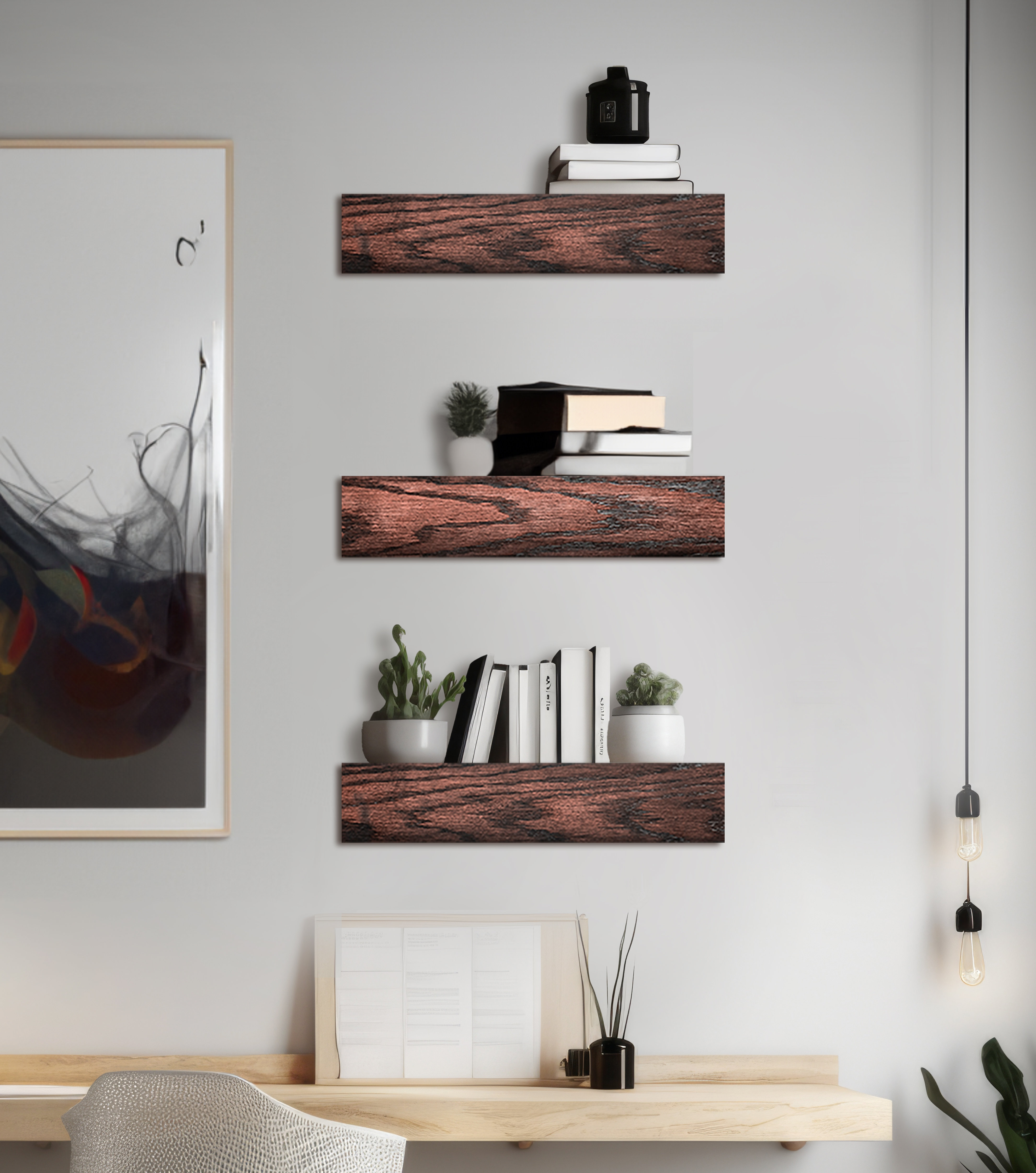 Rayne Mirrors Emerald Lee 3 Piece Oak Solid Wood Floating Shelf | Wayfair