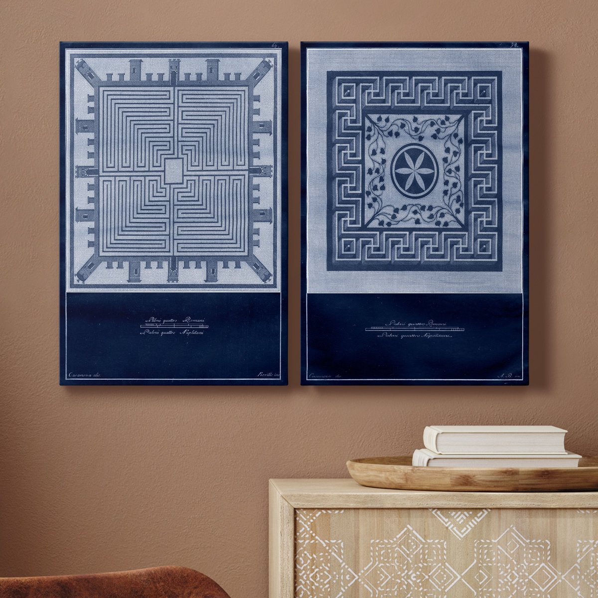 Dakota Fields Indigo Tile I - 2 Piece Painting Print Set on Canvas ...