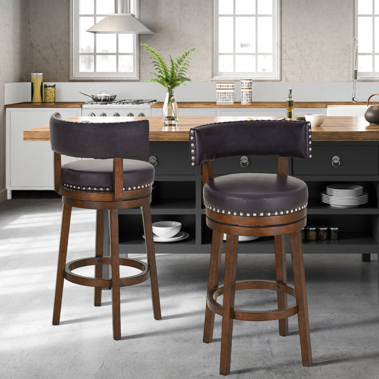 Lark Manor Swivel Bar & Counter Stool with Nailhead Trim (Set of 2 ...