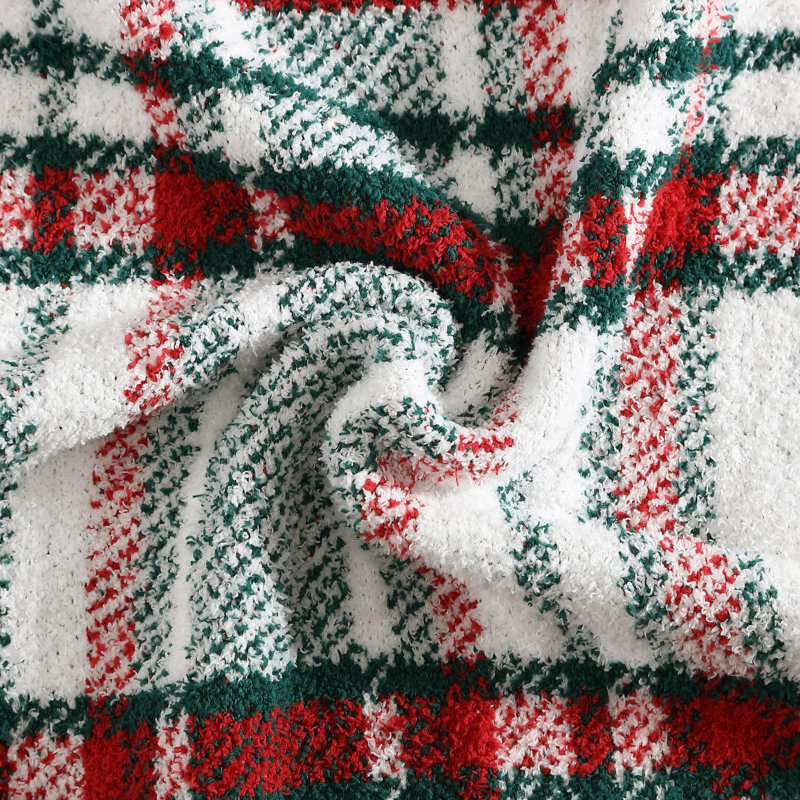 Nautica Emmet Plaid Feather Knit Red Throw Blanket | Wayfair